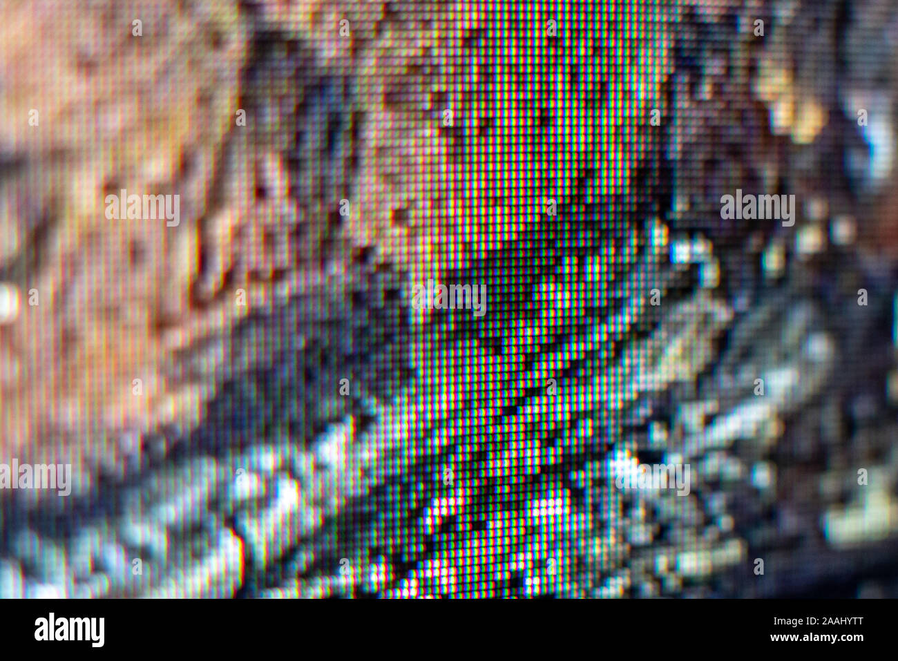 close up pixels on the computer screen or monitor device surface ...