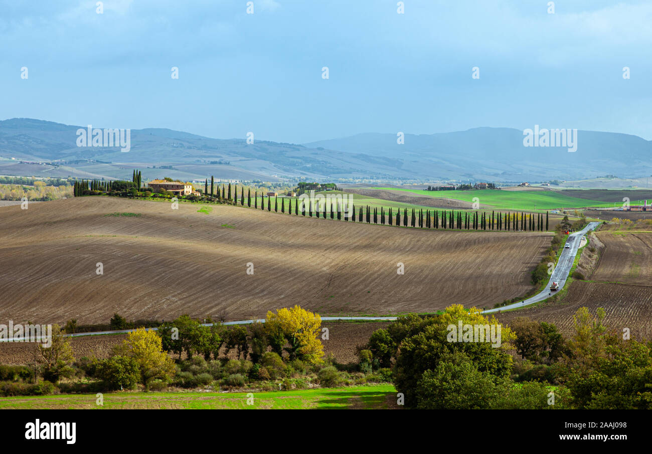 Tuscany landscape with trees in winter hi-res stock photography and ...