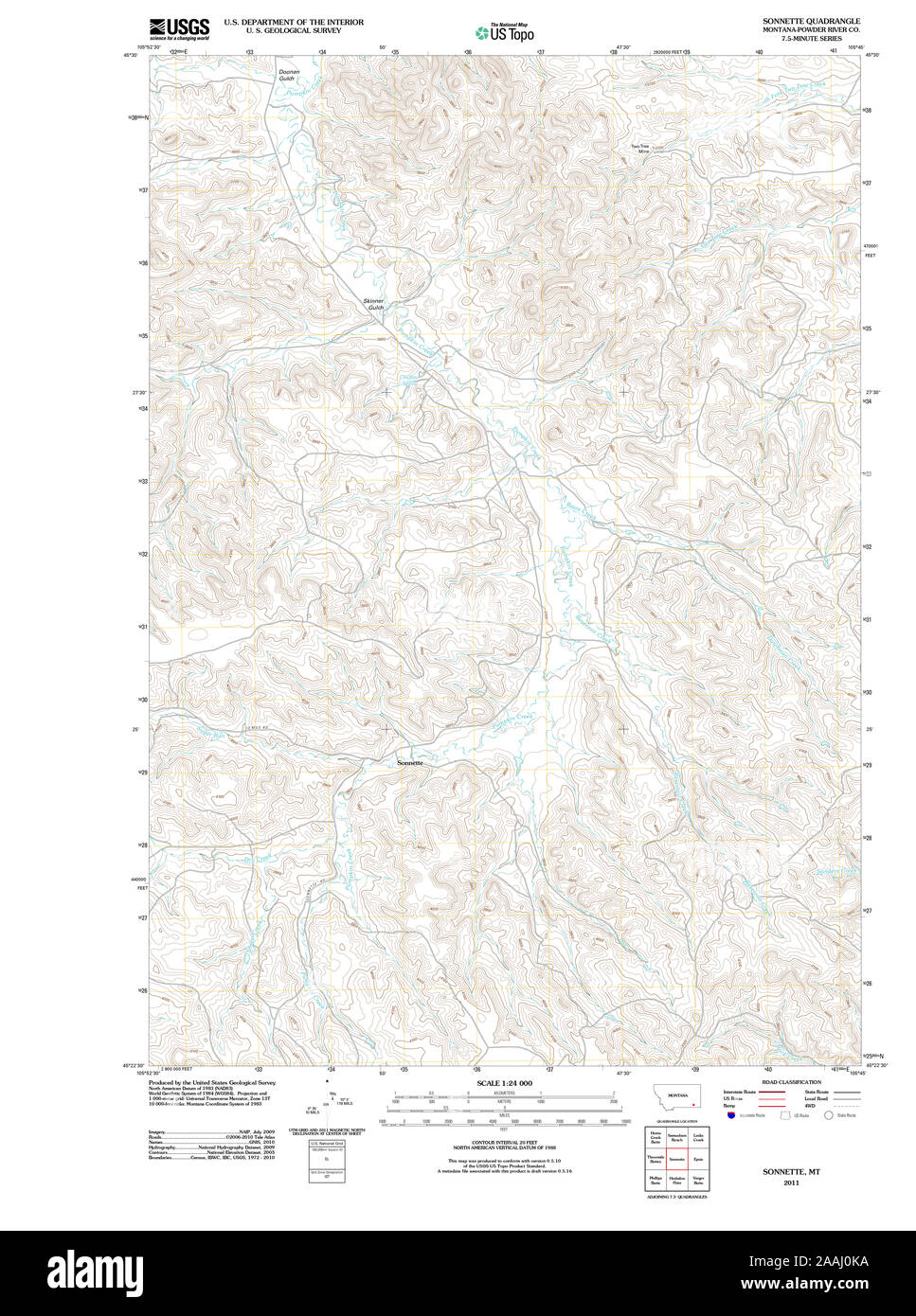 USGS TOPO Map Montana MT Sonnette 20110523 TM geo Restoration Stock ...
