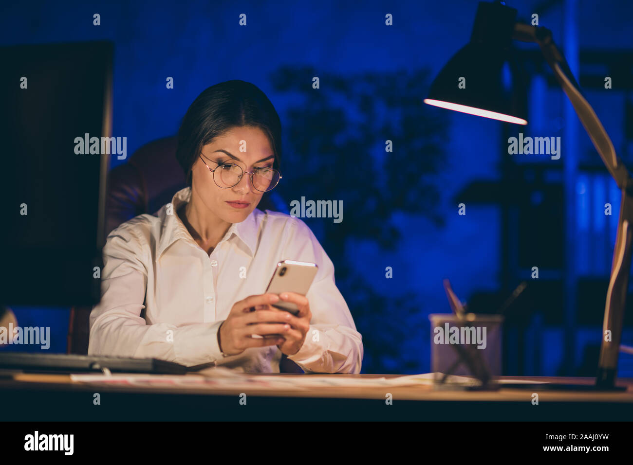 Smart intelligent lady with phone hi-res stock photography and images ...