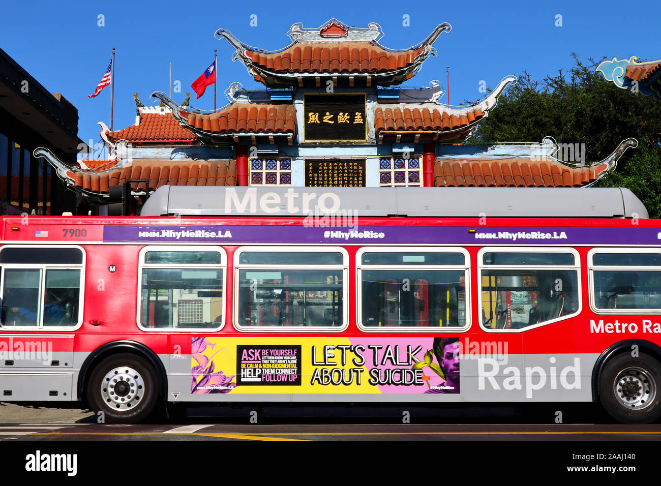 Los Angeles, California - LA Metro Bus at Chinatown Central Plaza Stock ...