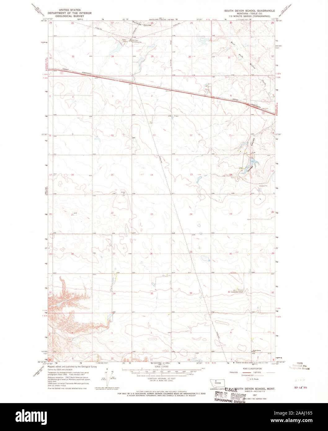 USGS TOPO Map Montana MT South Devon School 263395 1967 24000 geo ...