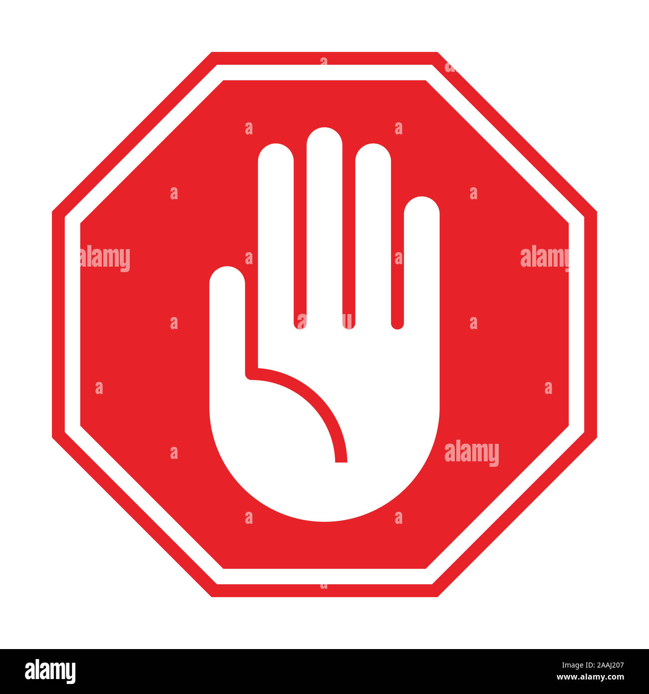 No entry hand sign on white background Stock Photo - Alamy