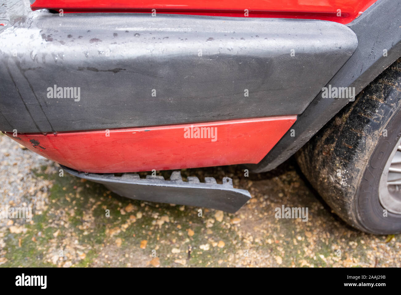 Classic Volkswagen Golf GTI red: Car crash damage and details close up ...