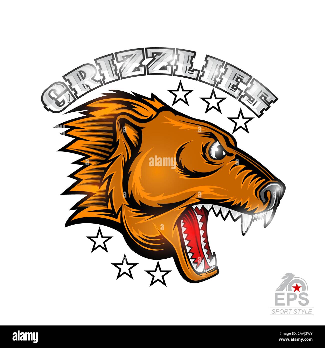 Beast bear face from the side view with bared teeth. Logo for any sport ...