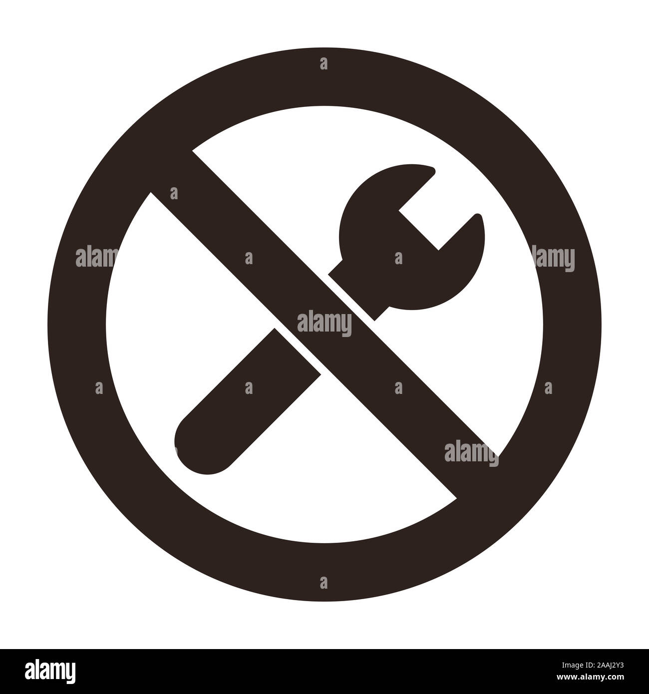 No repair symbol. Service symbol. Prohibition sign isolated on white ...