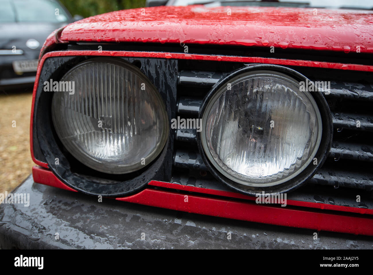 Classic Volkswagen Golf GTI red: Car crash damage and details close up ...