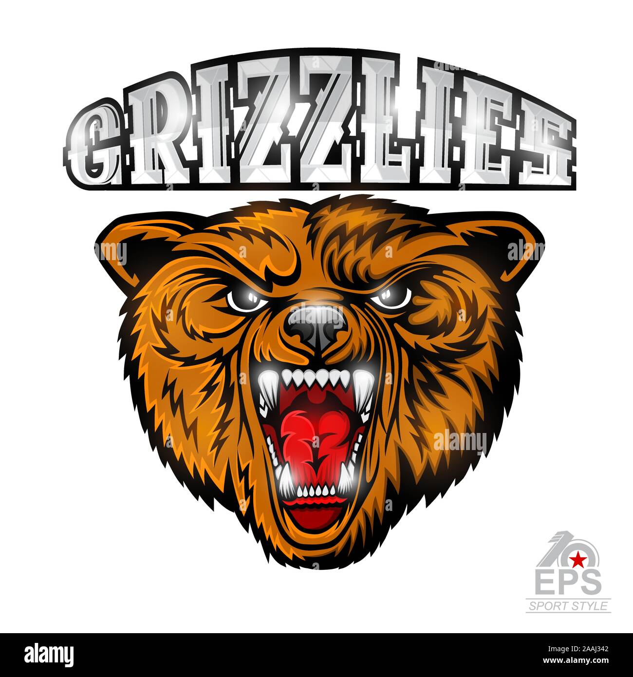 Beast bear face from the side view with bared teeth. Logo for any sport ...