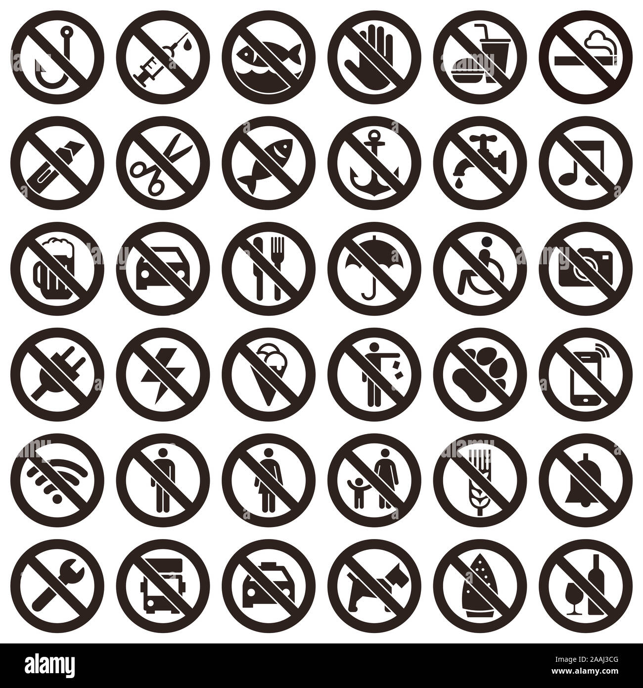Set of prohibited sign isolated on white background Stock Photo - Alamy