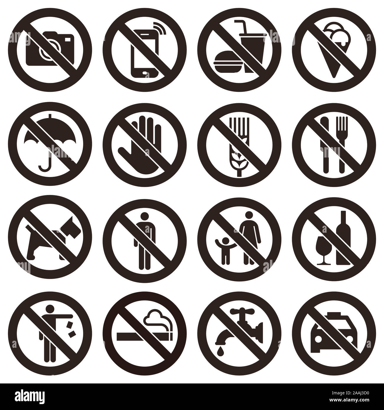 Prohibition signs isolated on white background Stock Photo - Alamy