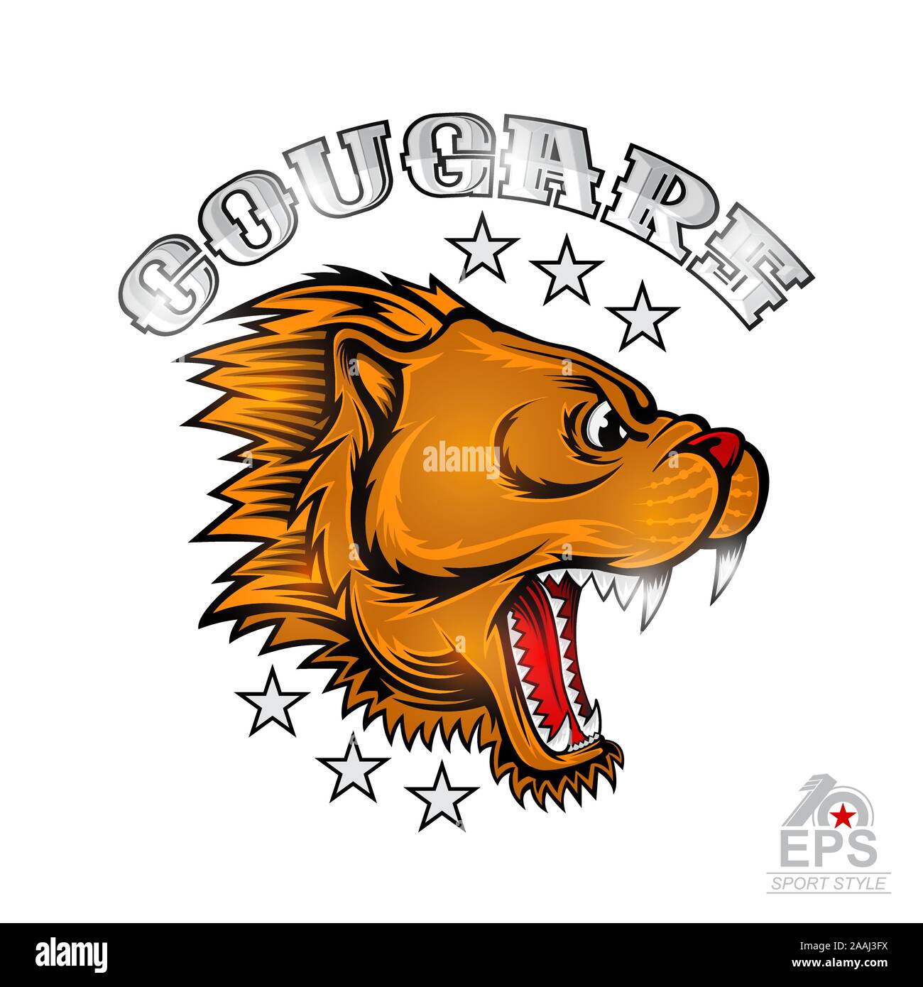 Beast face from the side view with bared teeth. Logo for any sport team ...