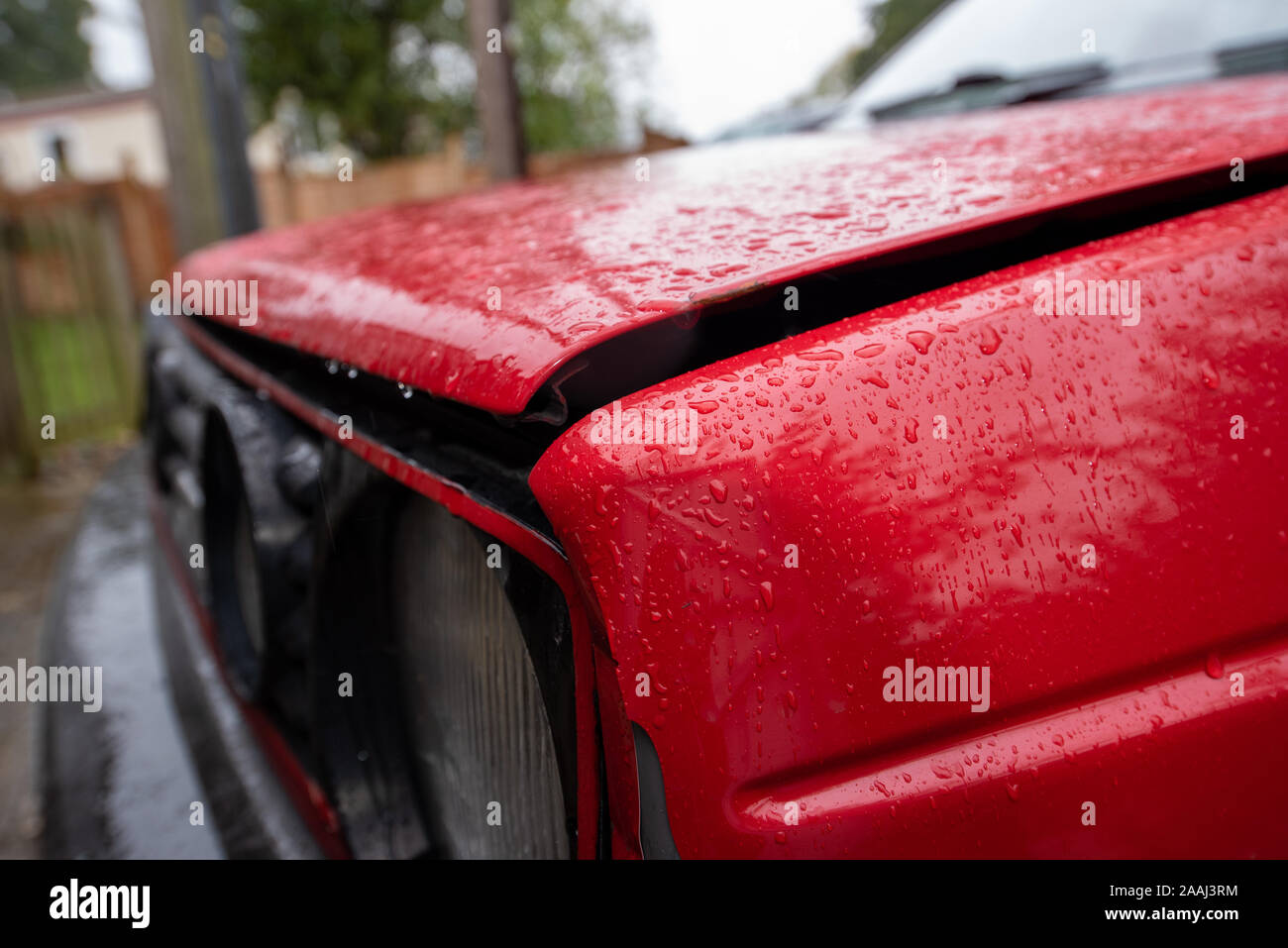 Classic Volkswagen Golf GTI red: Car crash damage and details close up ...