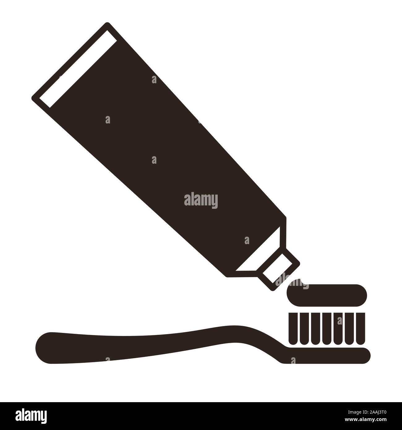 Toothbrush and toothpaste icon isolated on white background Stock Photo ...