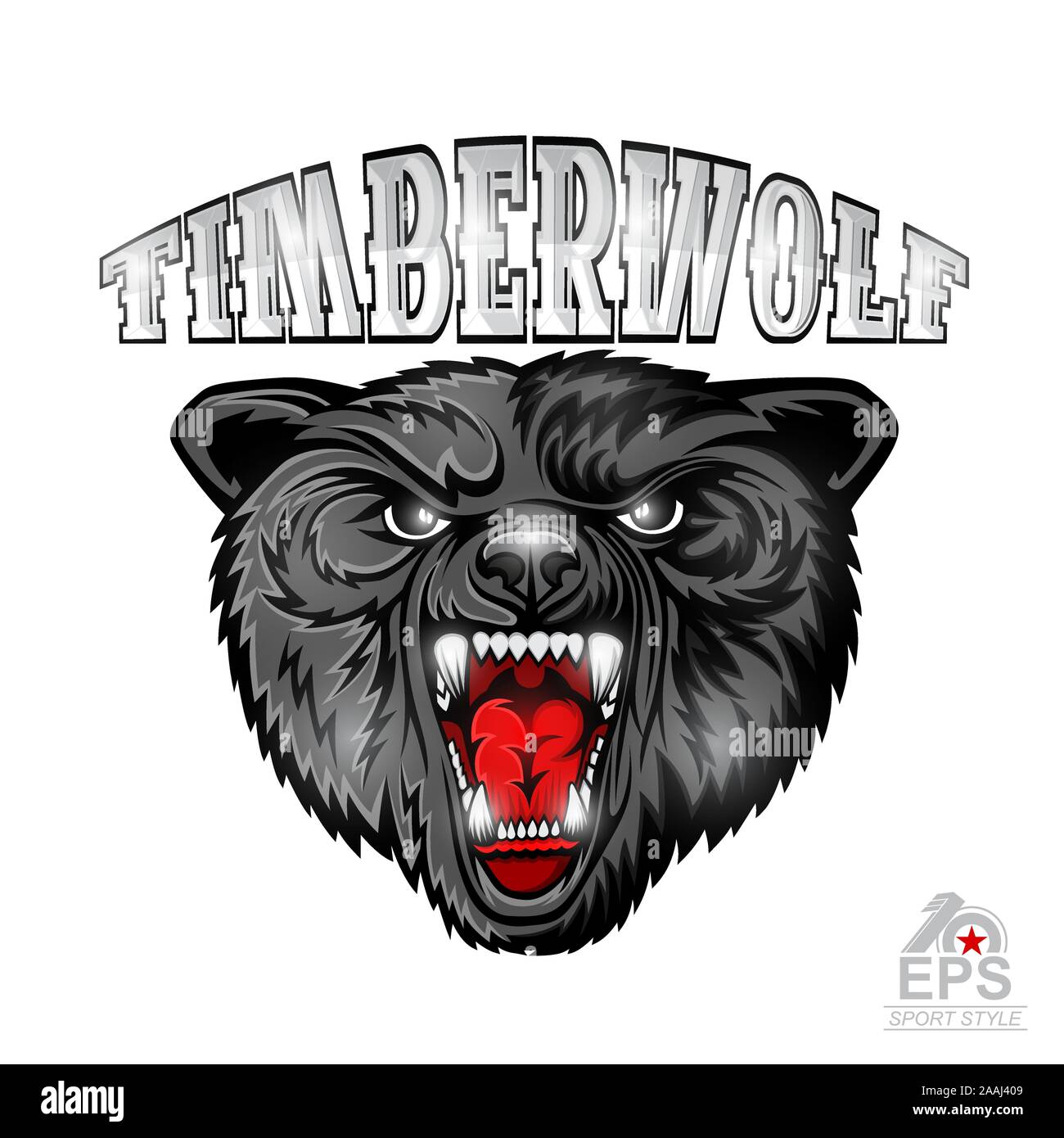 Beast wolf face from the front view with bared teeth. Logo for any ...