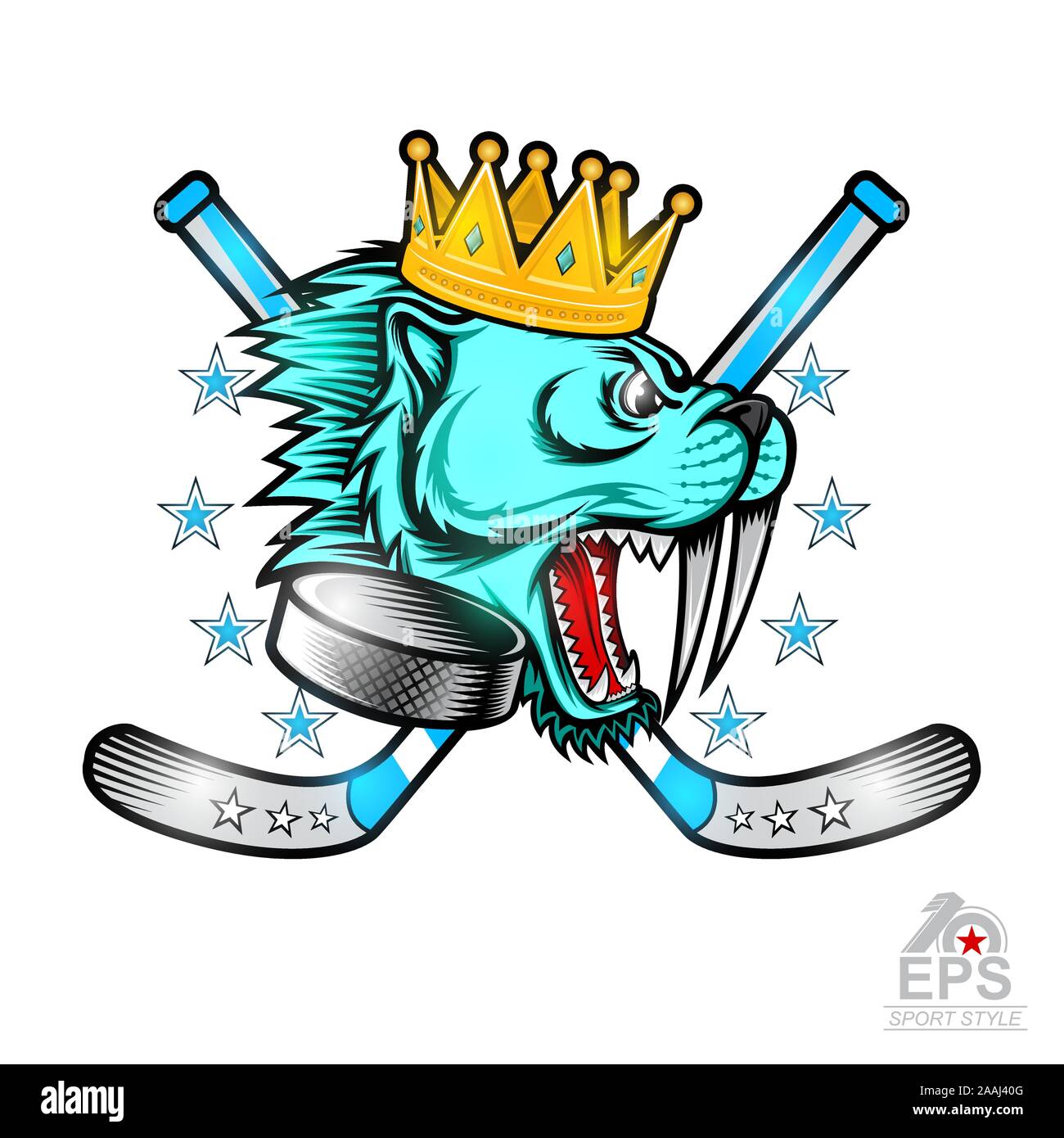 Beast saber-toothed tiger face from the side view with bared teeth ...