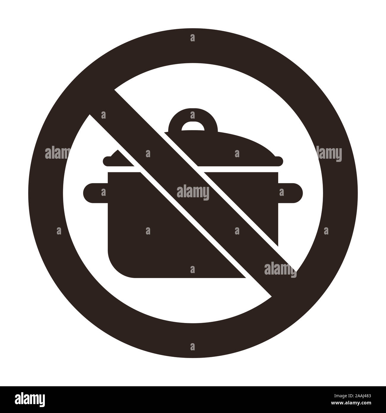 No Cooking pan sign isolated on white background Stock Photo - Alamy