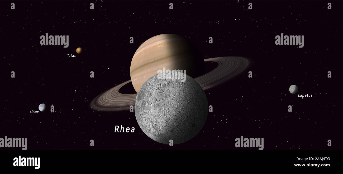 3d illustration. rhea one of the four major saturn satellites Stock ...