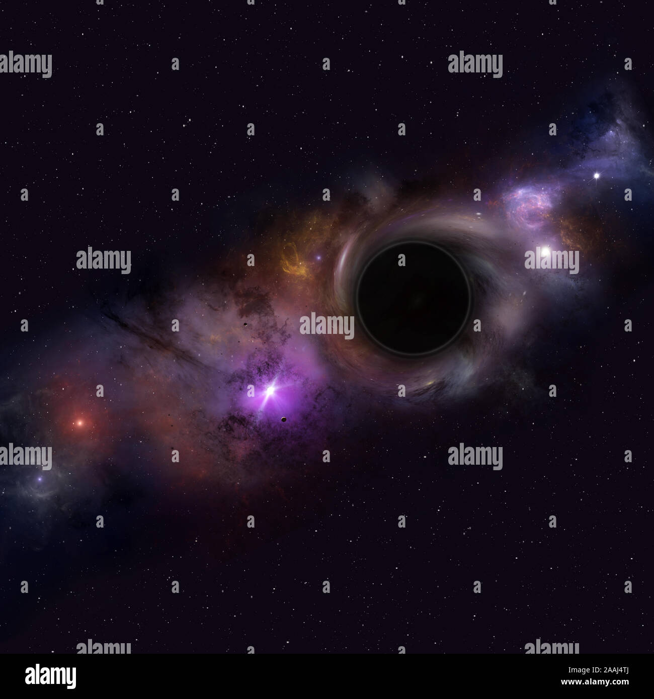 3d illustration. deep space imaginary black hole background Stock Photo ...