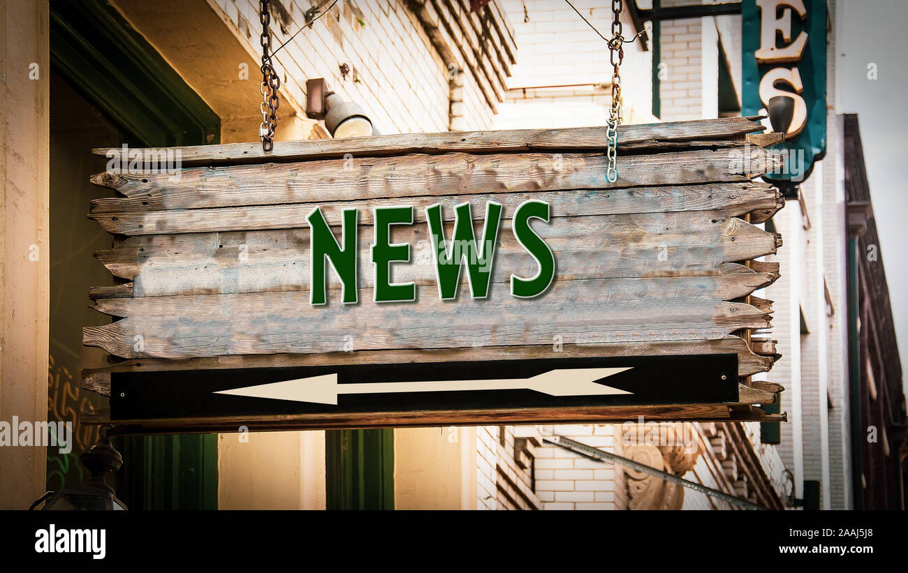 Street Sign the Direction Way to News Stock Photo - Alamy