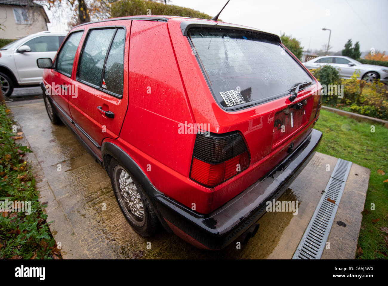 Classic Volkswagen Golf GTI red: Car crash damage and details close up ...