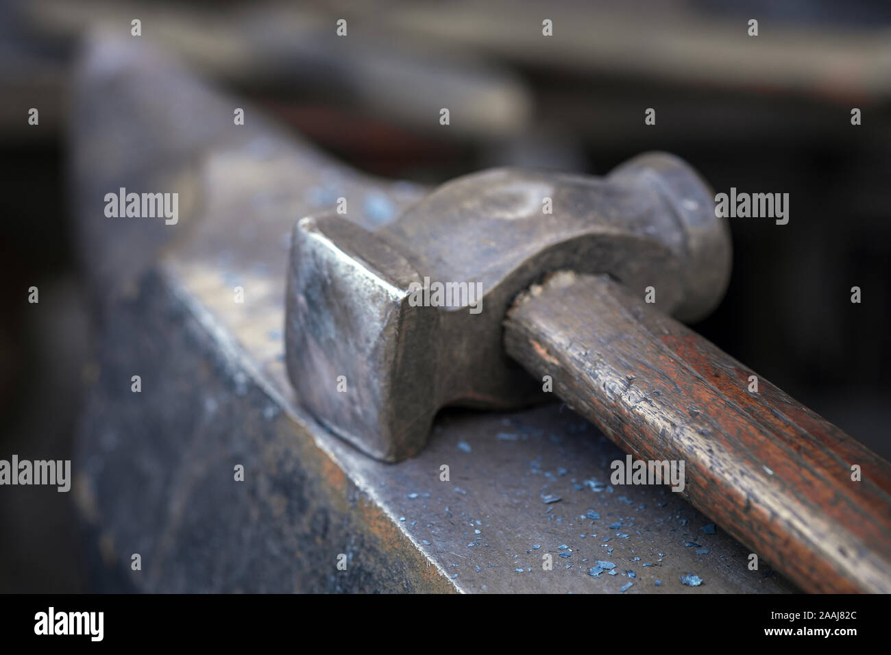 Iron hummer on anvil at Prague Stock Photo - Alamy