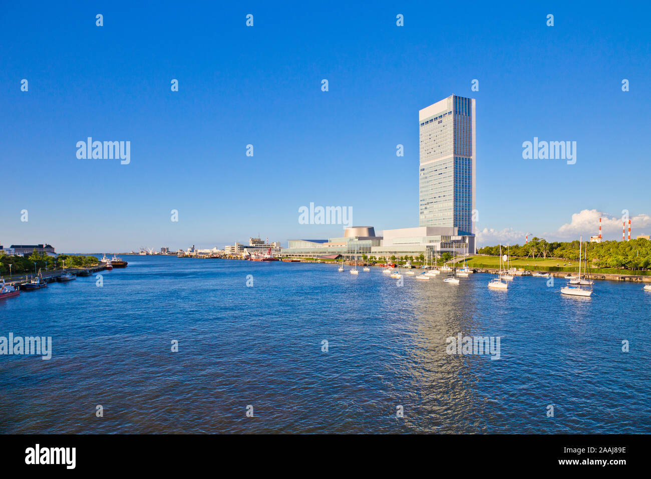 Urban landscape and shinano river in Niigata city, Chubu, Japan Stock ...