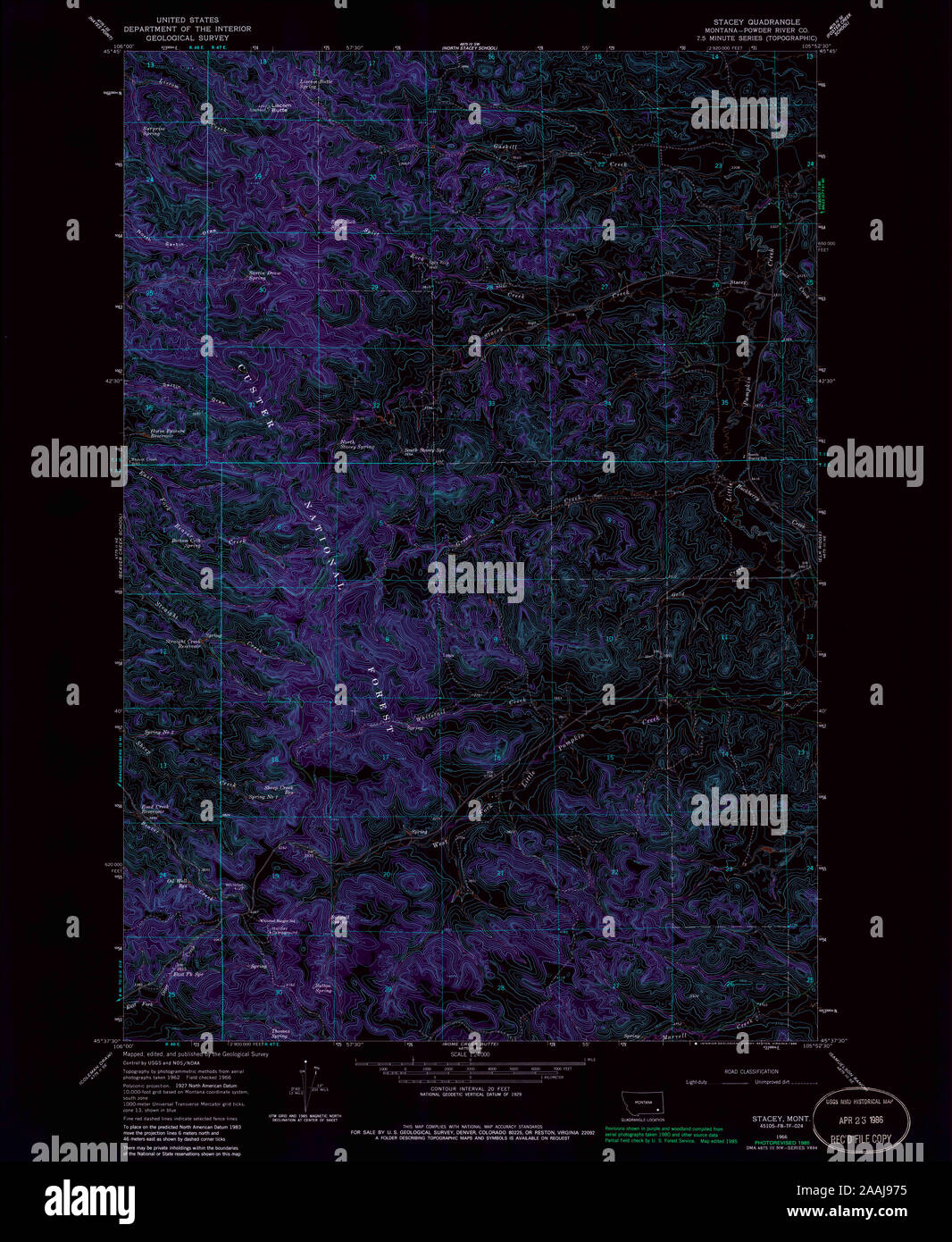 USGS TOPO Map Montana MT Stacey 266907 1966 24000 geo Inverted ...