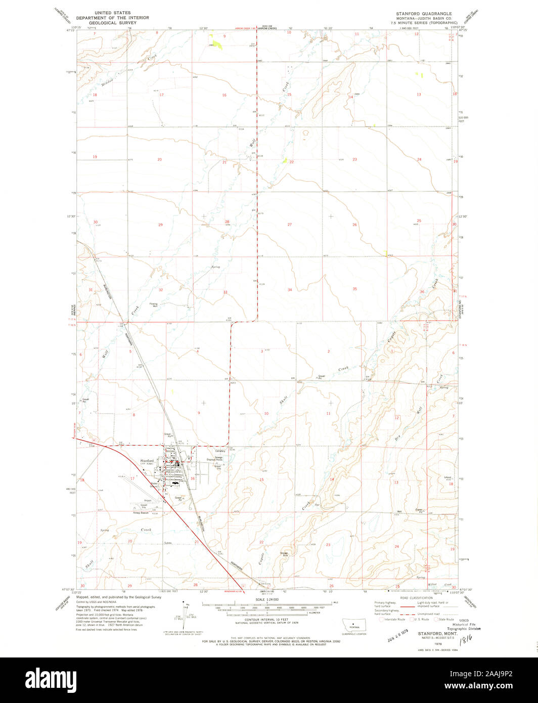USGS TOPO Map Montana MT Stanford 266917 1978 24000 geo Restoration ...
