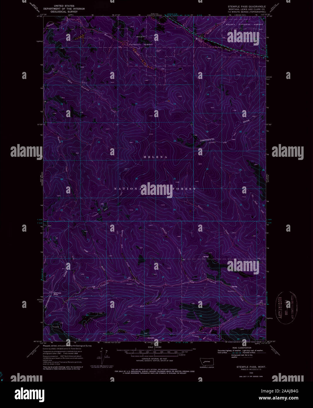 USGS TOPO Map Montana MT Stemple Pass 266938 1968 24000 geo Inverted ...