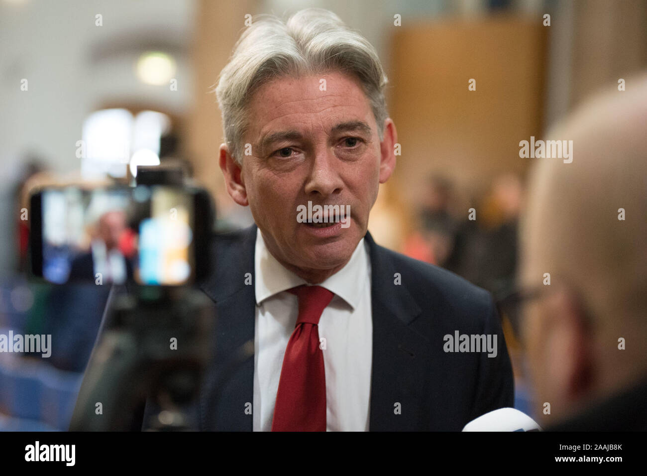 Glasgow, UK. 22 November 2019. Pictured: Richard Leonard MSP - Leader ...