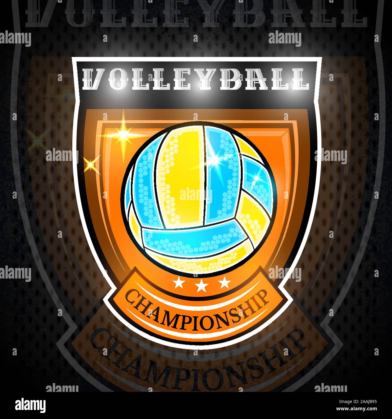 Beach volleyball ball in center of shield. Sport logo for any team or ...