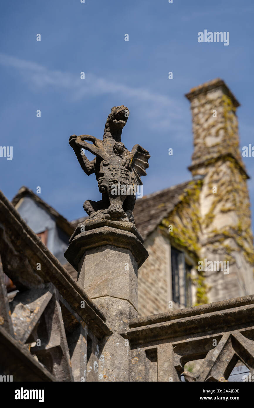 Stone Gargoyle statue carved from Rock on roof of a church in the ...