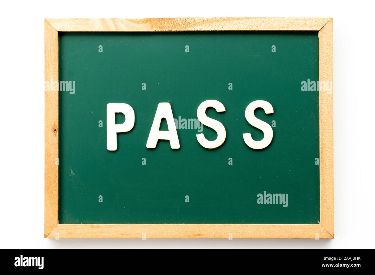Letter in word pass placed in blackboard on white background Stock ...