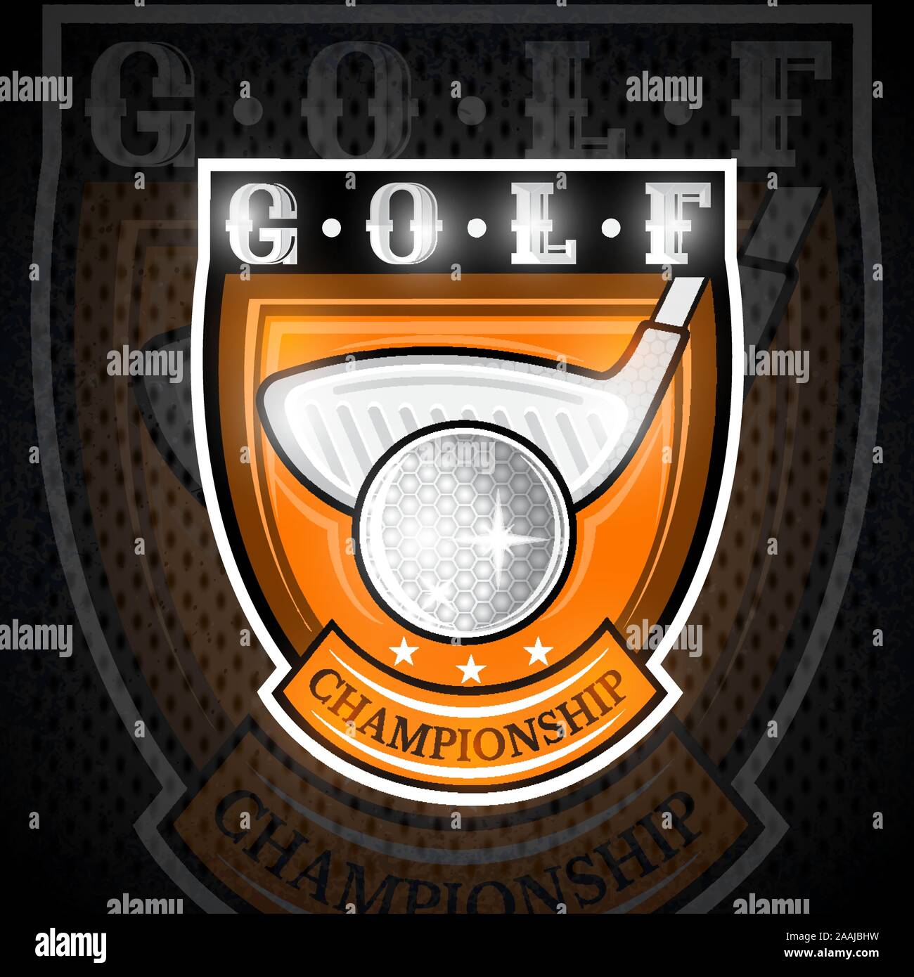 Golf clubs with ball in center of shield. Sport logo for any team or ...