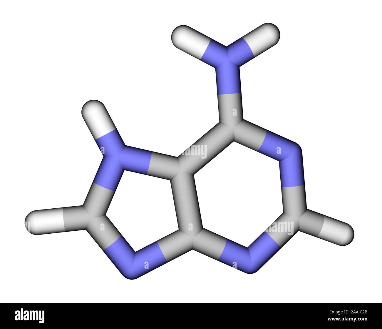 Nucleobase adenine sticks molecular model Stock Photo - Alamy