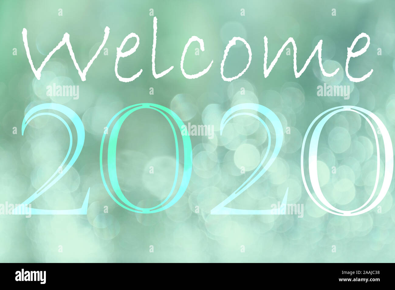 "Welcome 2020" banner with soft colors and graphic elements. Glowing ...