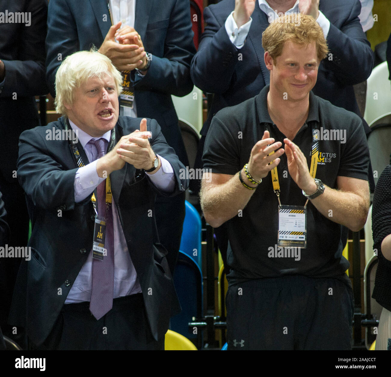 Prince Harry and Boris Johnson watching the wheelchair Rugby in the ...
