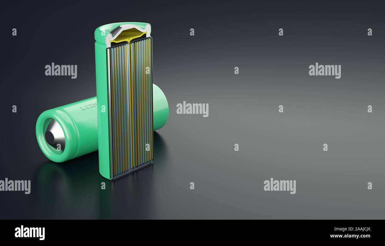 Details of lithium cell, general view two batteries Stock Photo - Alamy