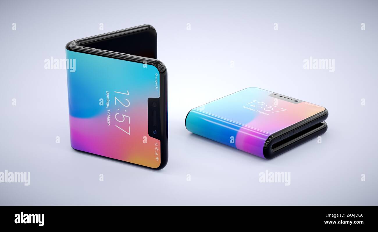 Image of two folding smartphones. The foldable phones are here Stock ...