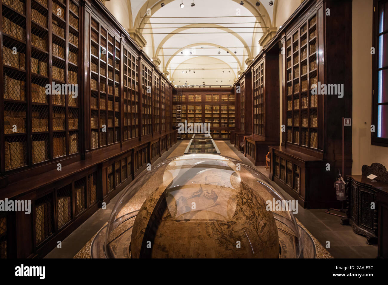 Ancient wooden library in Italy with old books Stock Photo - Alamy