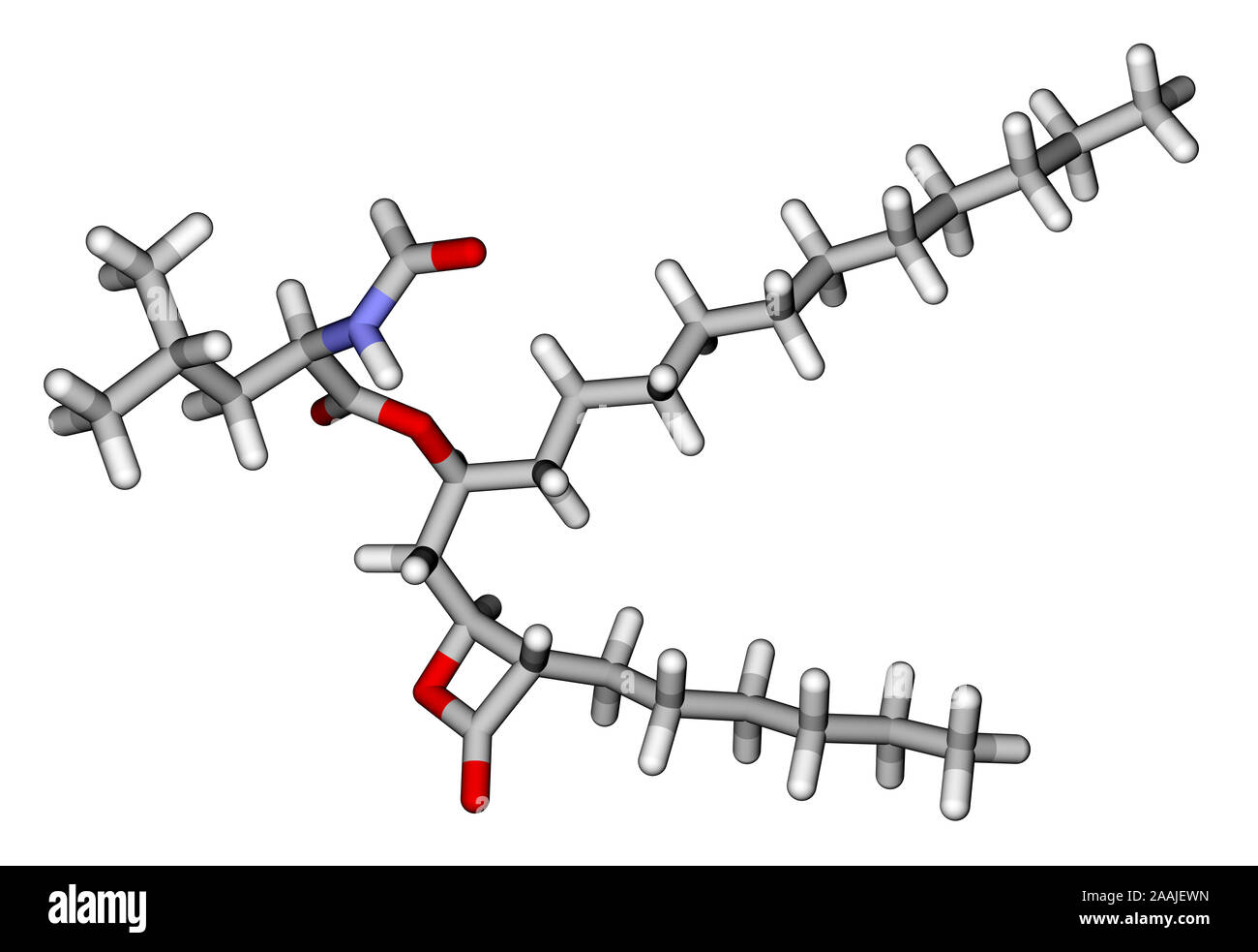 Orlistat (obesity treatment drug) 3D molecular structure Stock Photo ...