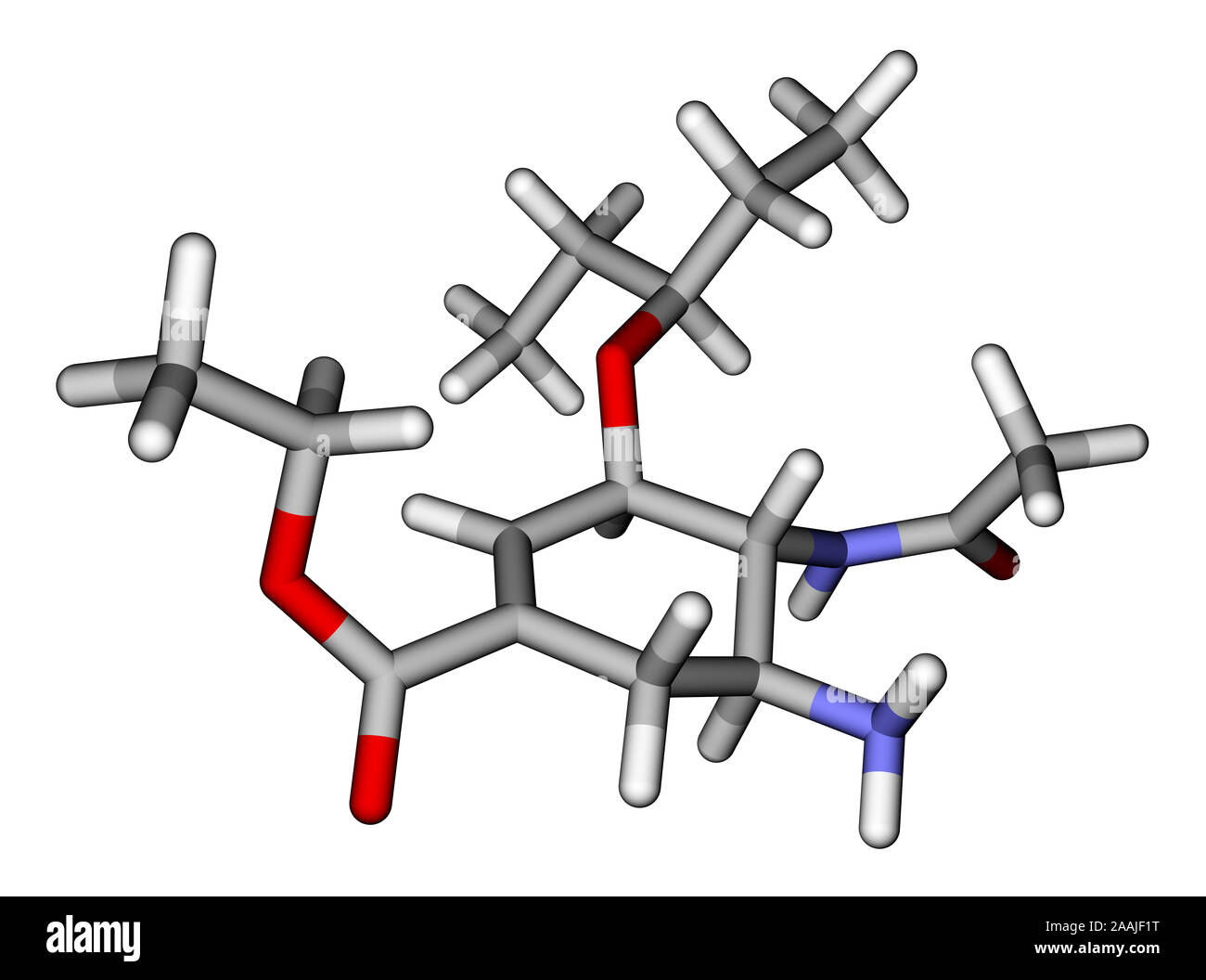 Oseltamivir (antiviral drug Tamiflu) 3D molecular model Stock Photo - Alamy