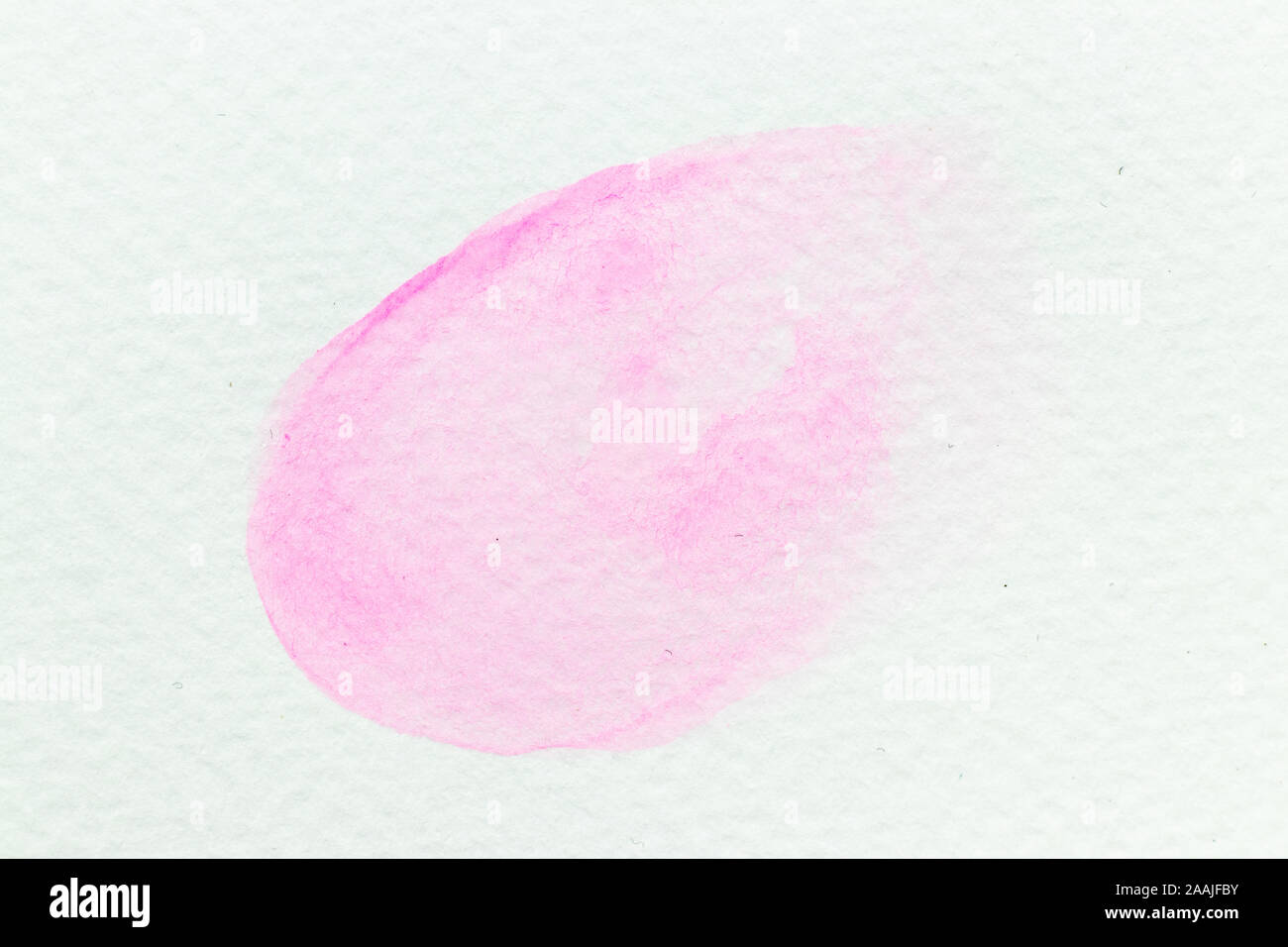 Pink color watercolor handdrawing as brush or banner on white paper ...