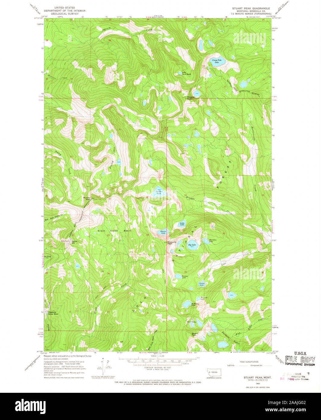 USGS TOPO Map Montana MT Stuart Peak 267005 1965 24000 geo Restoration ...