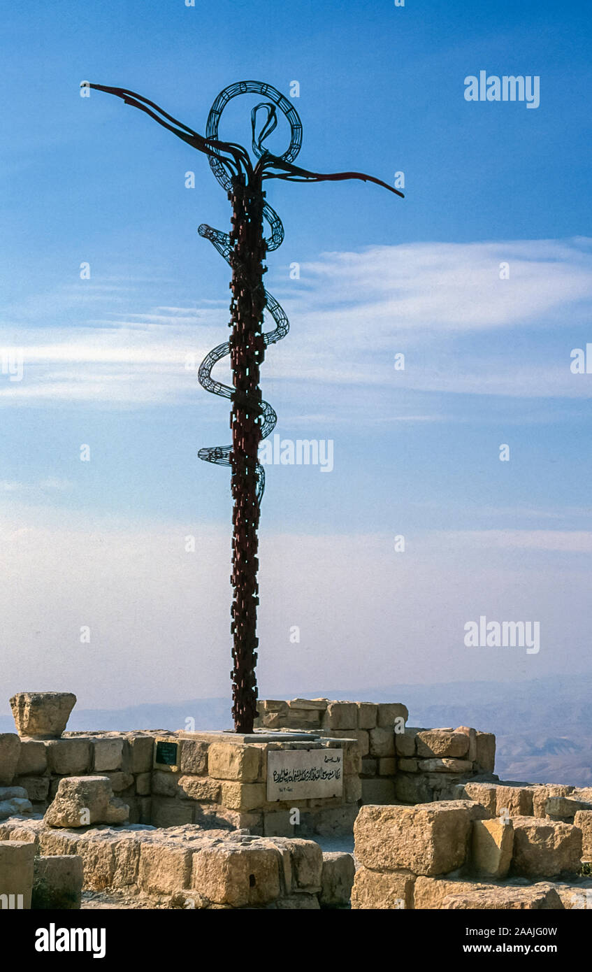 Jordan. Replica memorial of Moses Staff to the Prophet Moses who led ...