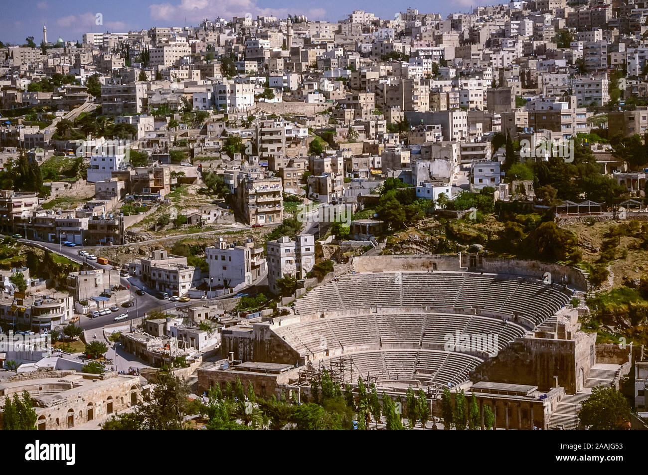 Jordan. Aerial view of the Jordan capital city of Amman from the ...