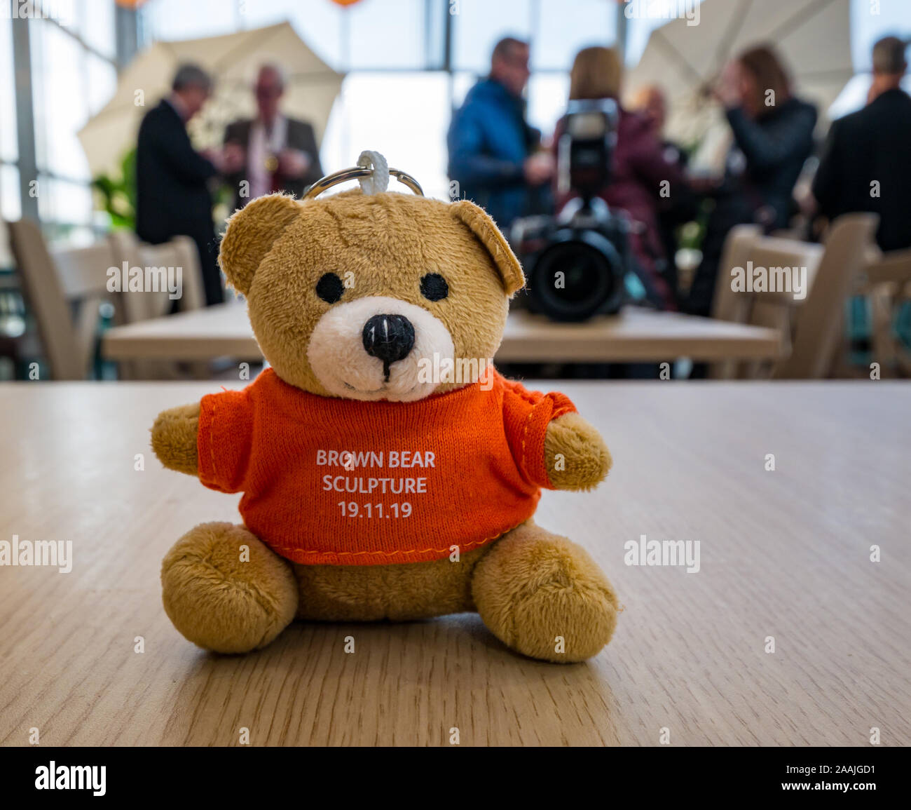 Unveiling event of bear sculpture with teddy keyring to celebrate life ...