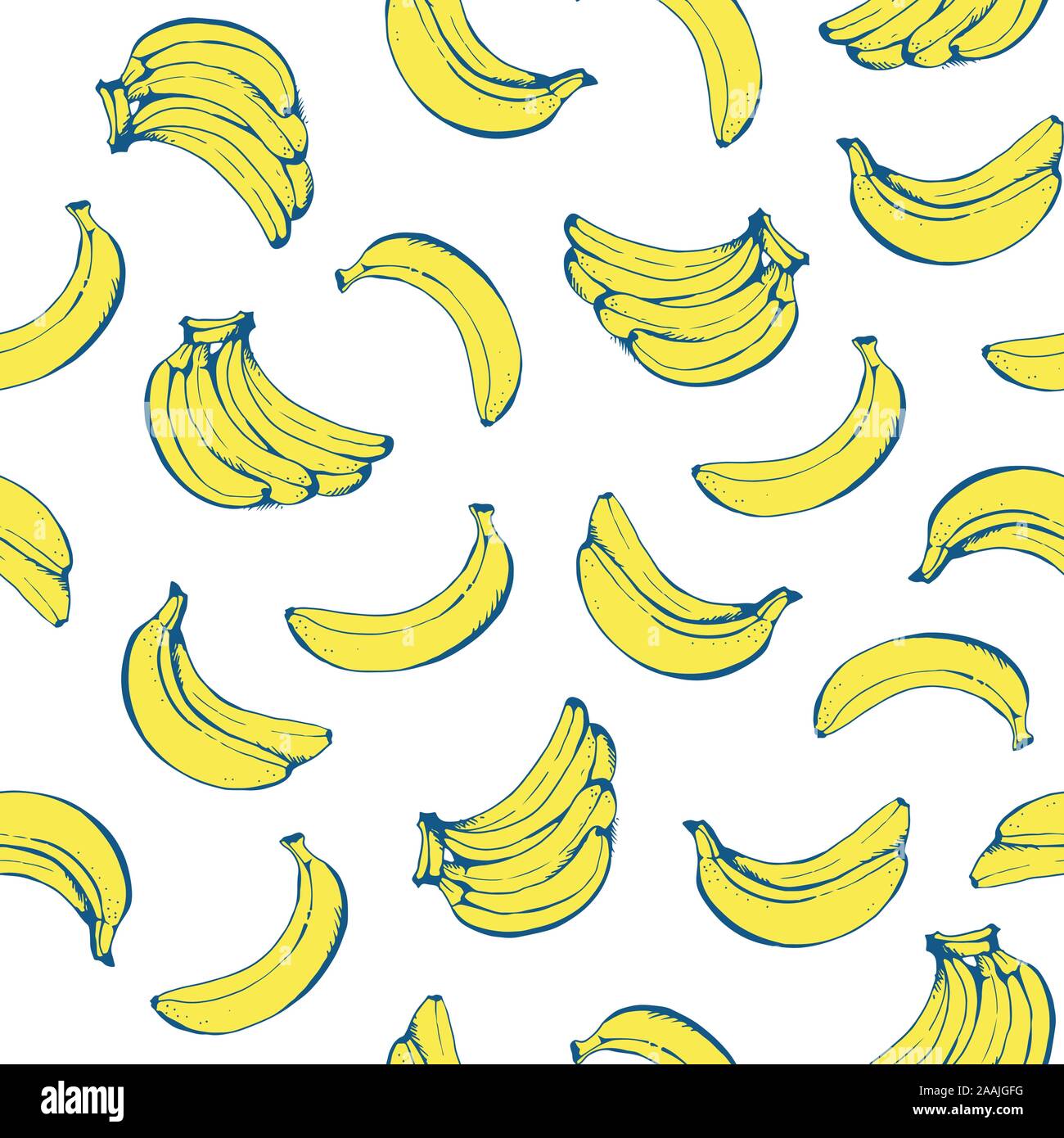 Banana seamless pattern, vector food background with yellow bananas ...