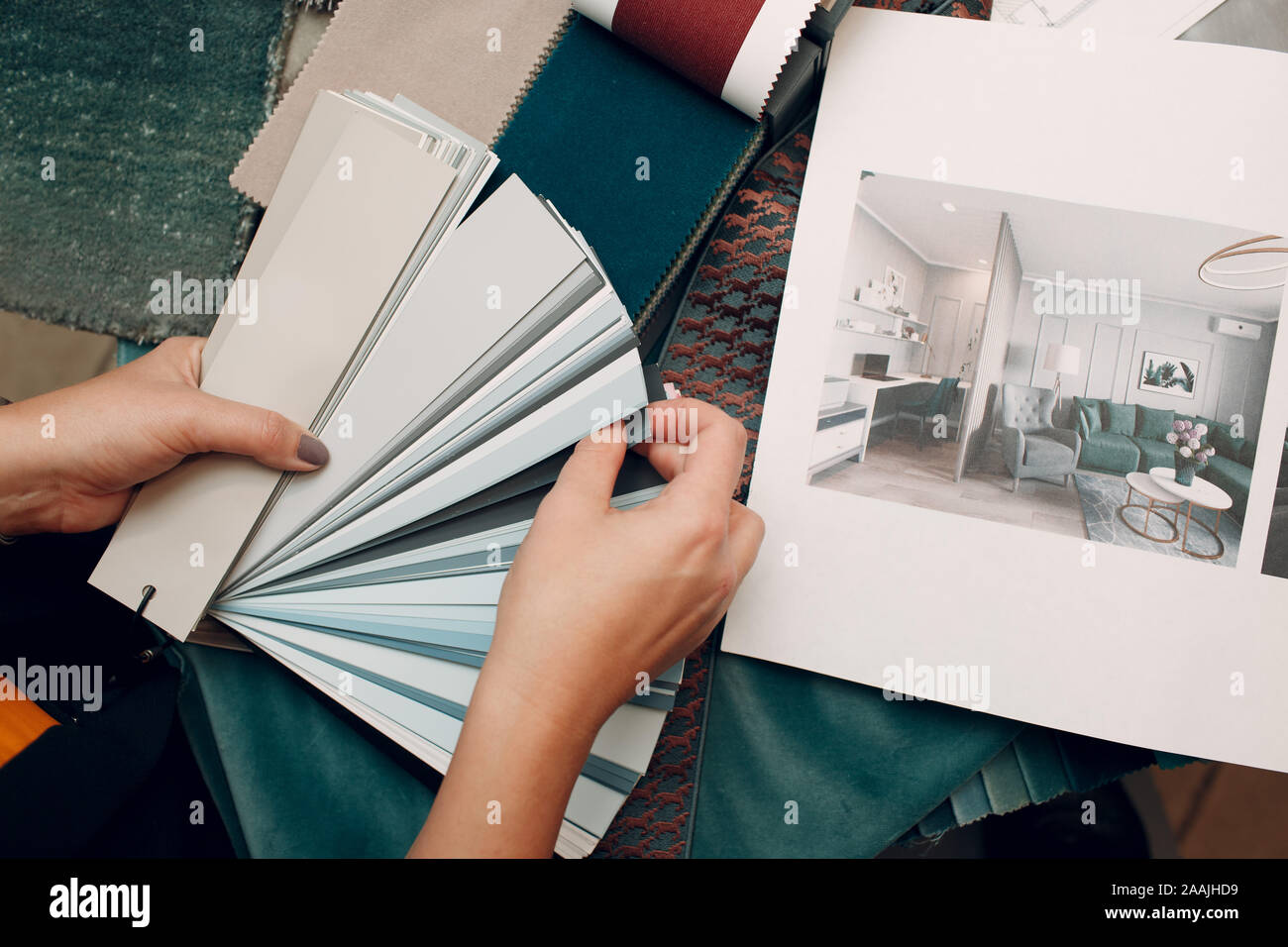 Interior design concept. Designer and project Stock Photo - Alamy