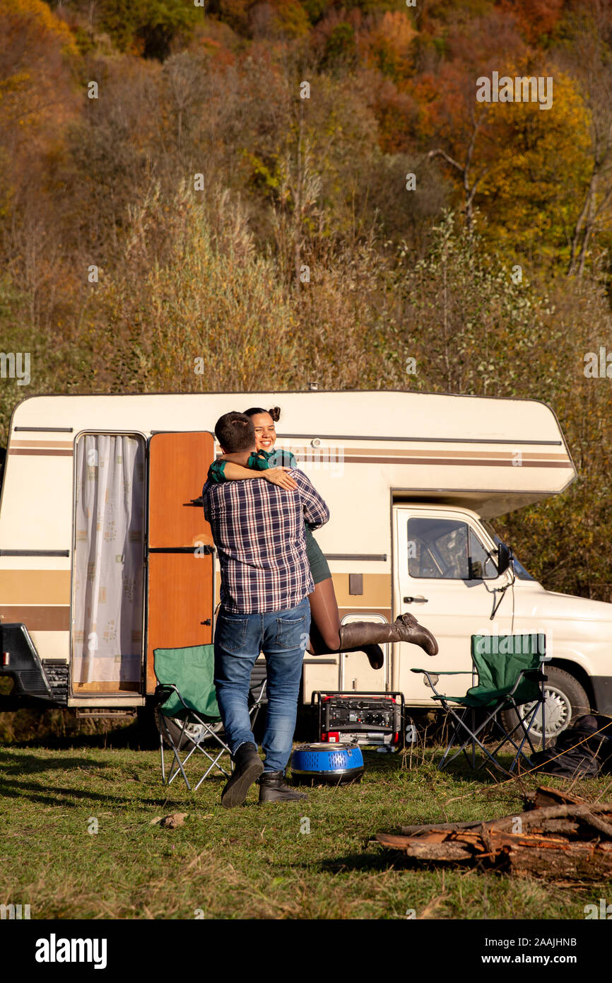 Family sitting front their camper van hi-res stock photography and ...